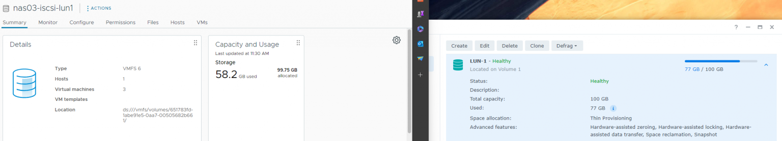 Synology iSCSI LUN Thin Provisioning space allocation | Enterprise ...